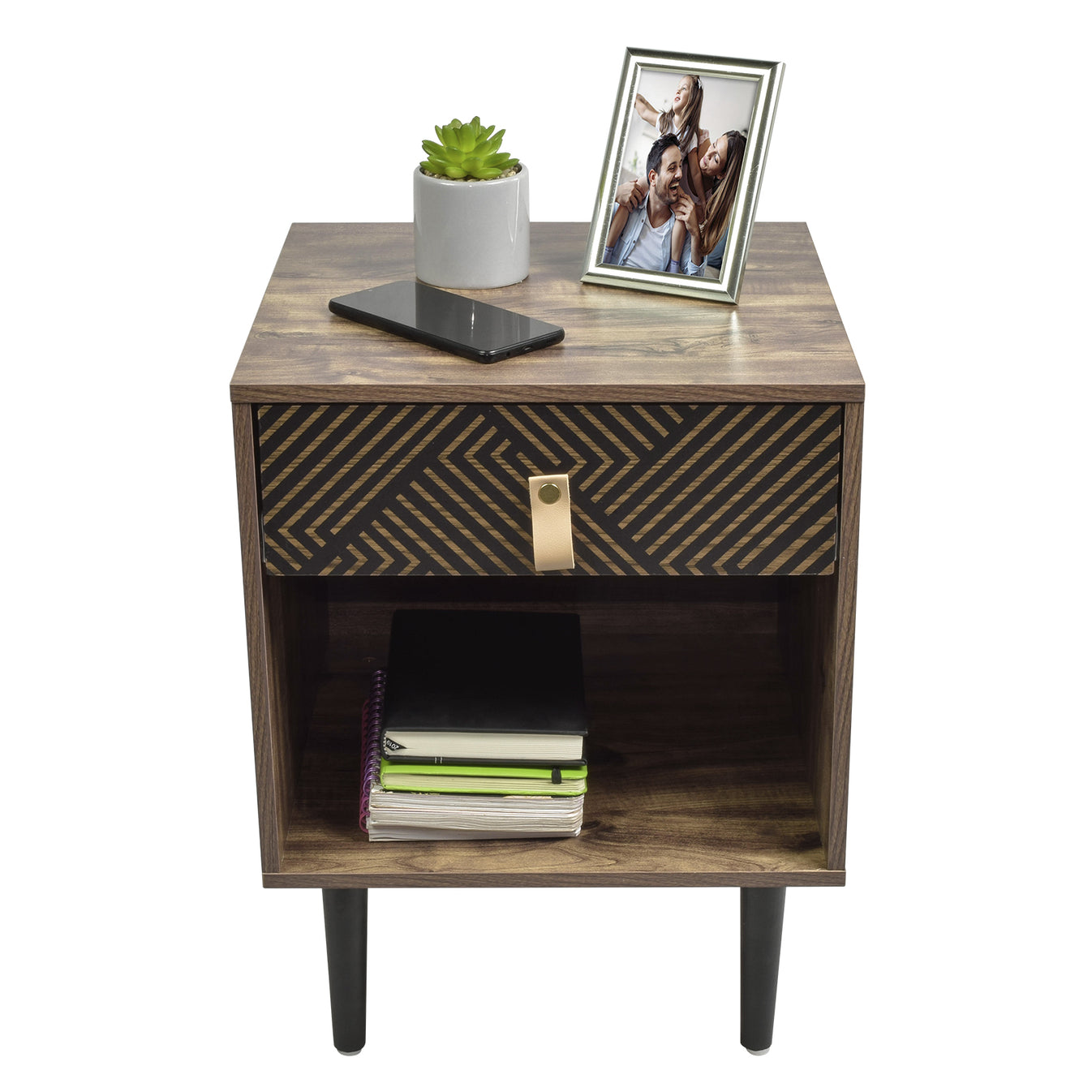 Buró Moon-N con Cajón y Entrepaño Café y Negro – Relan MX